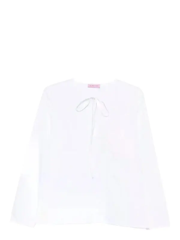 CUANTICO Tie-neck Pocket Blouse - White