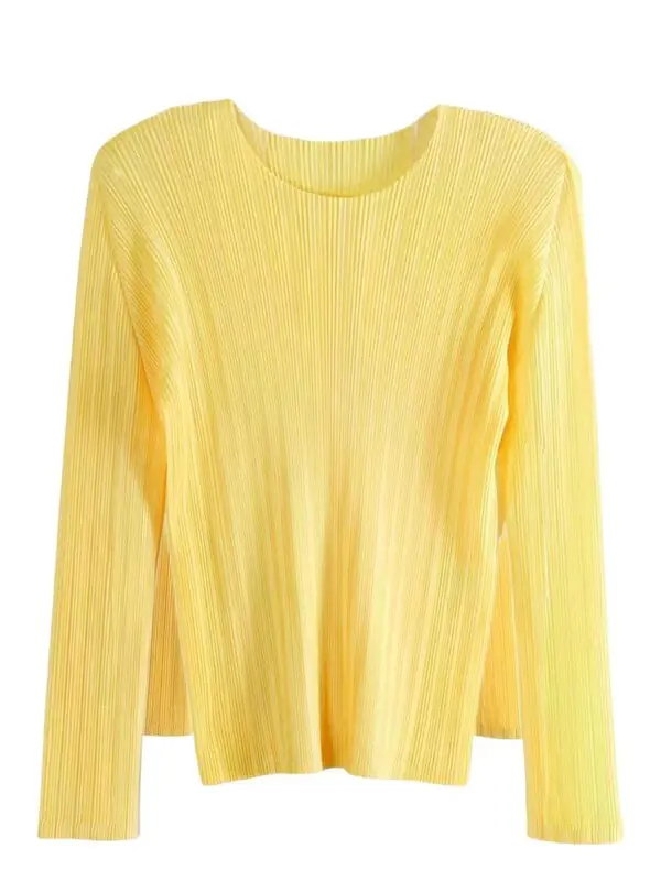 Issey Miyake Pleated Long-sleeved Top - Yellow