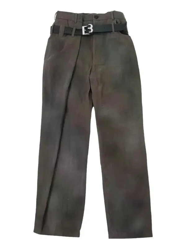 BONBOM Belted Tuck Trousers - Grey