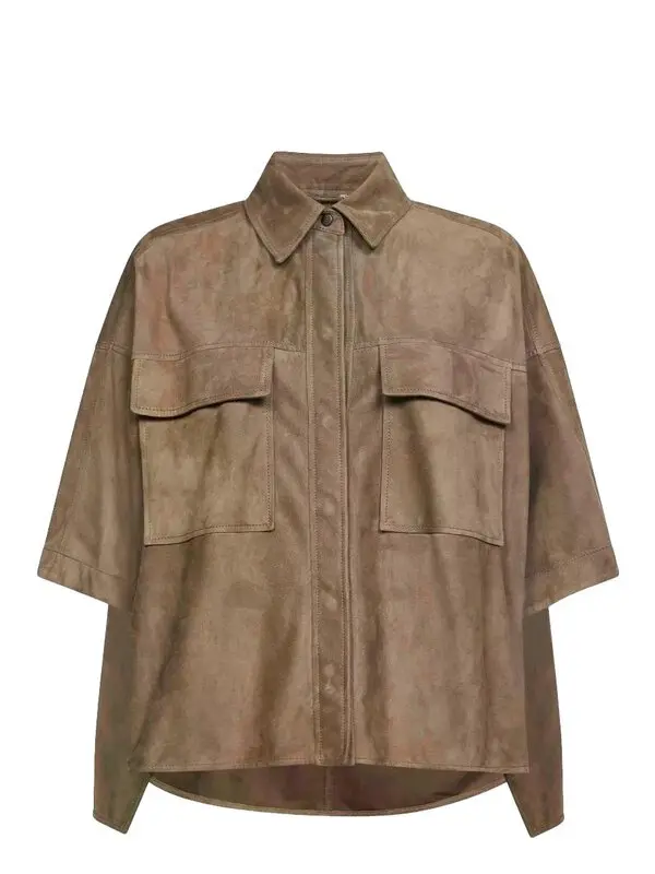 Brunello Cucinelli Patch-pockets Leather Shirt - Brown