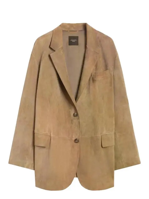 Max Mara Single-breasted Suede Blazer - Neutrals