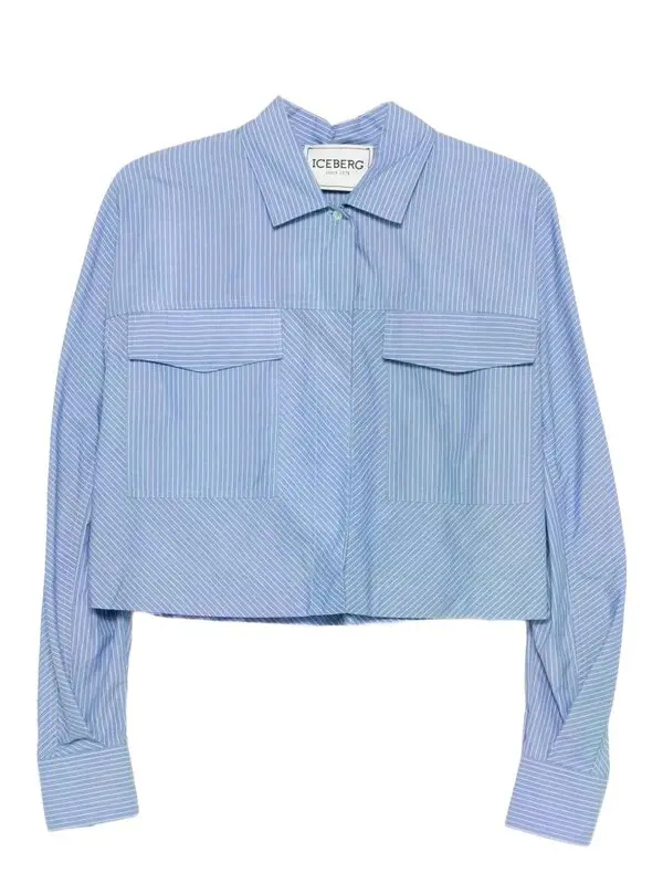 Iceberg Striped Pocket Shirt - Blue
