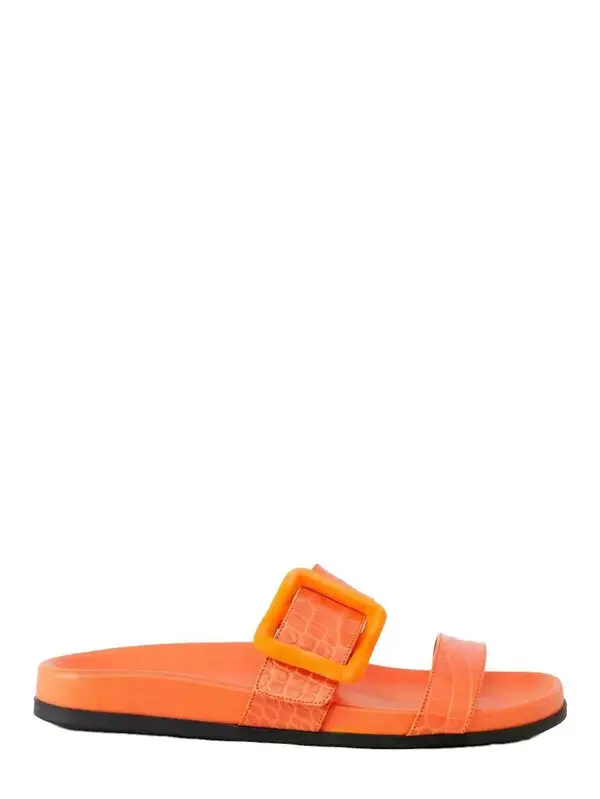 Manolo Blahnik Buckle Crocodile-effect Sandals - Orange