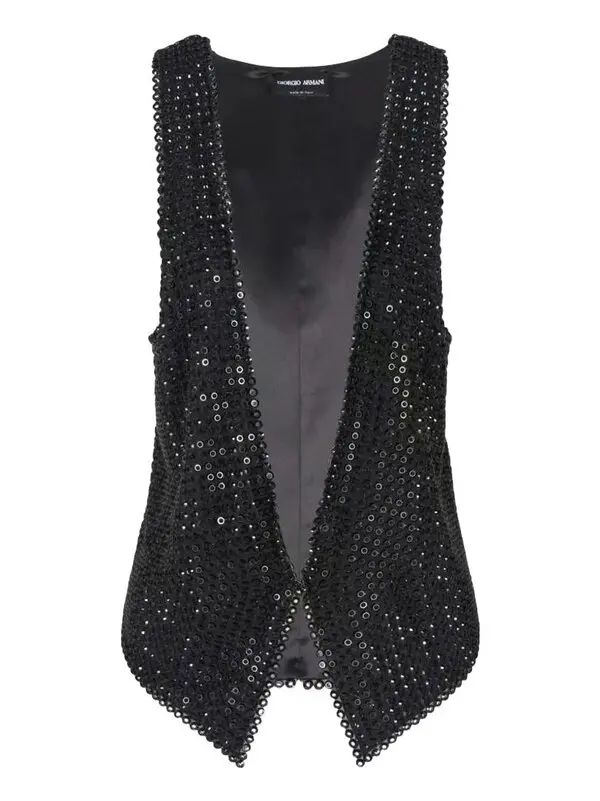 Giorgio Armani Embellished Waistcoat - Black