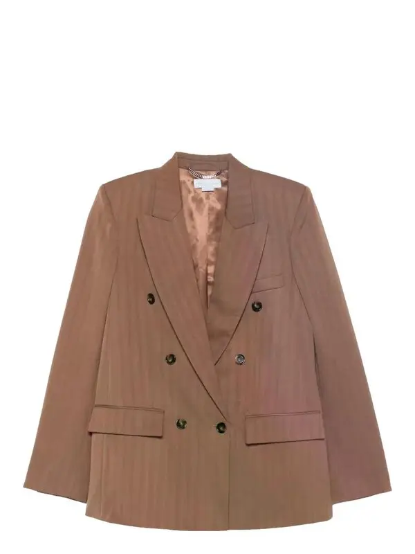 Stella McCartney Double-breasted Herringbone Jacket - Brown