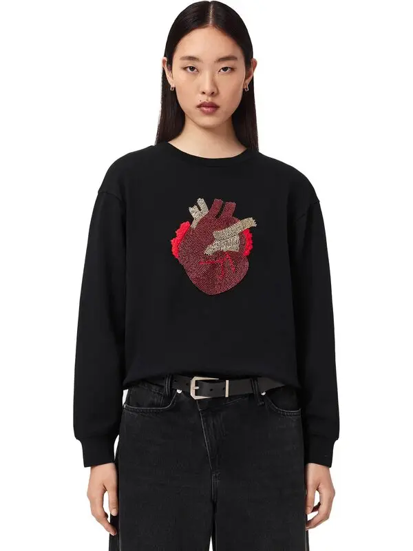 ALLSAINTS Andrea Pippa Embellished Sweatshirt - Black