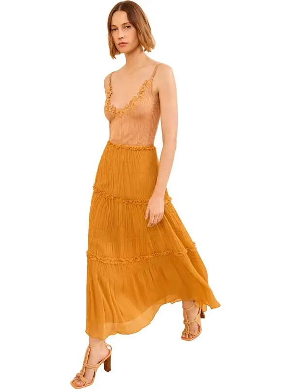 Ulla Johnson Virginie Silk Skirt - Ochre