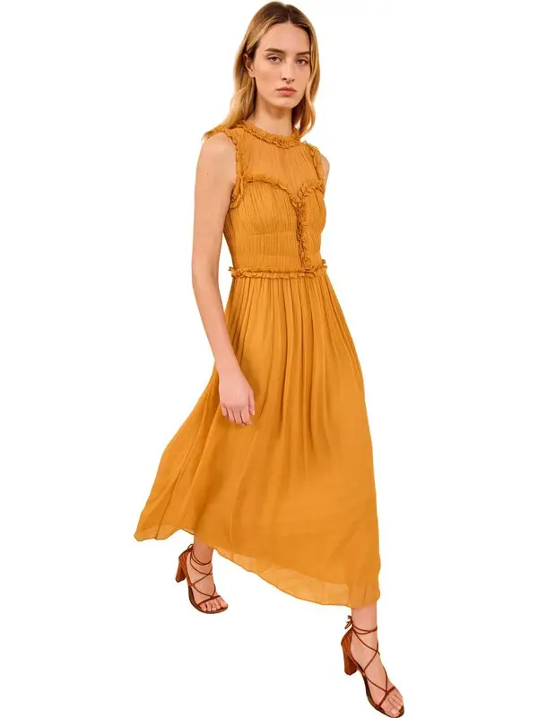 Ulla Johnson Kasia Silk Midi Dress - Ochre