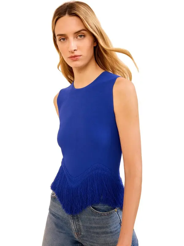 Ulla Johnson Koa Fringe Knit Top - Cobalt