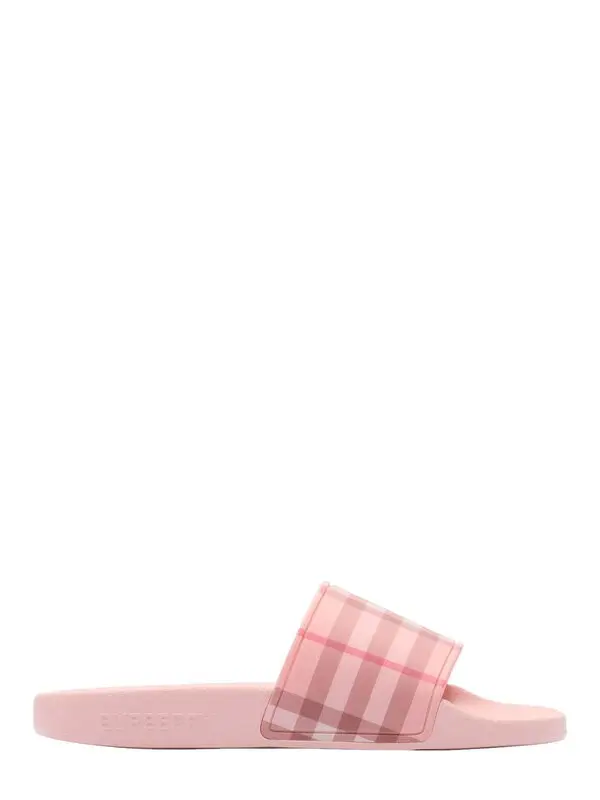 Burberry Check Slides - Peony Pink