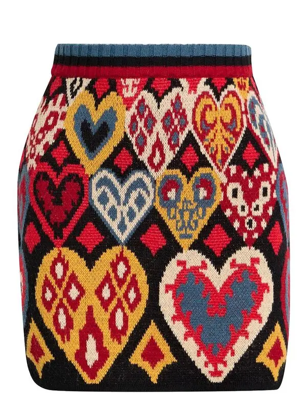 Farm Rio Jacquard-knit Mini Skirt - Red
