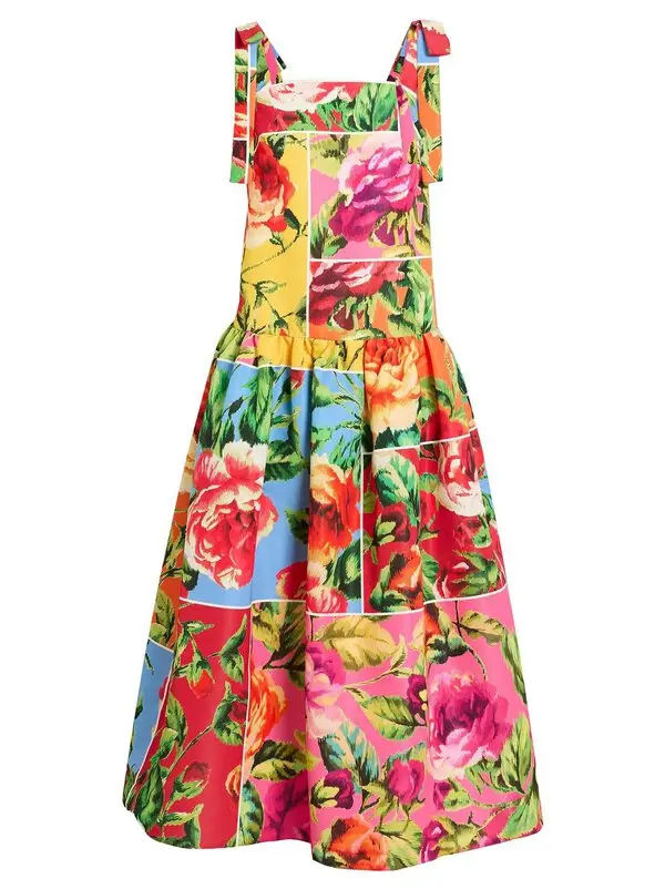 Carolina Herrera Bow-detailed Floral-print Faille Midi Dress - Yellow