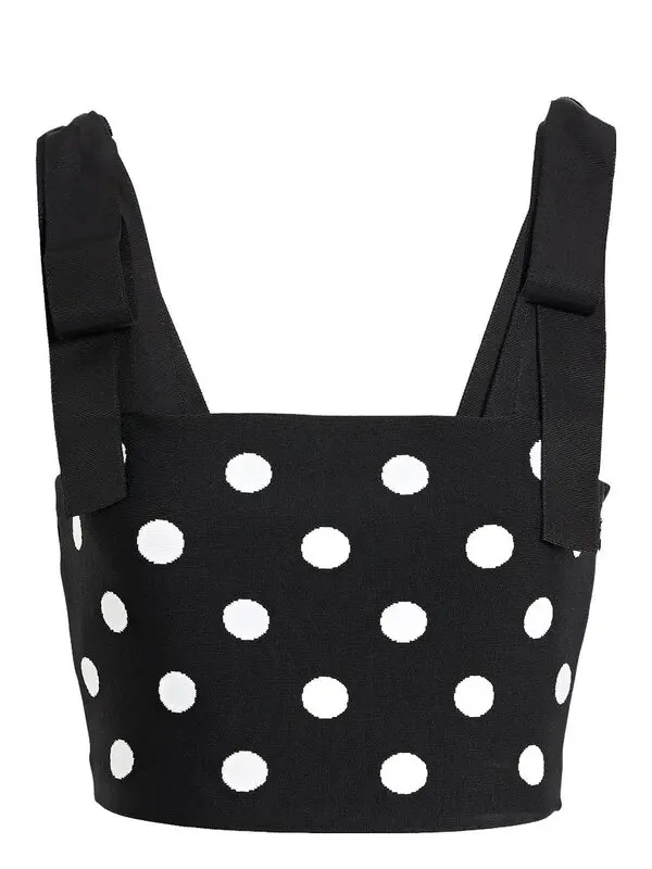 Carolina Herrera Cropped Polkadot Tank - Black