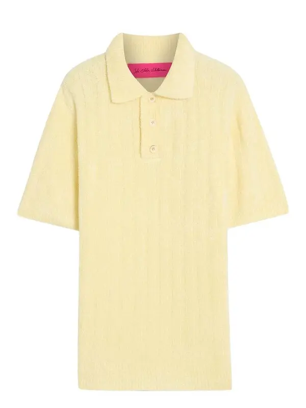 THE ELDER STATESMAN Ribbed Chenille Polo Shirt - Yellow