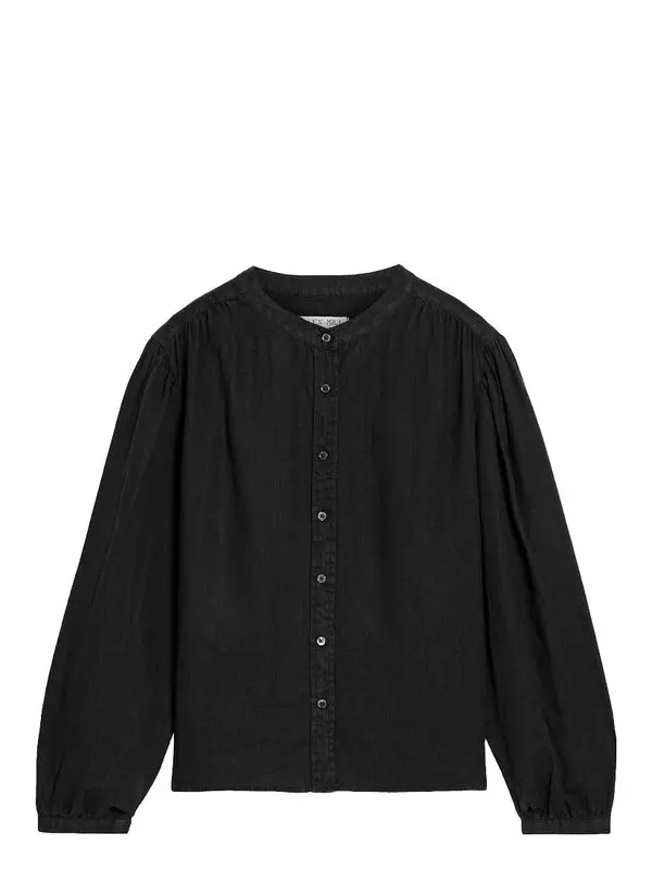 ALEX MILL Ali Linen Top - Black