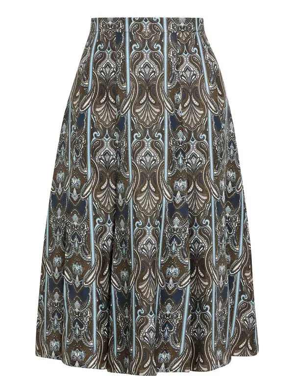 EMILIA WICKSTEAD Pleated Paisley-print Silk-twill Skirt - Brown