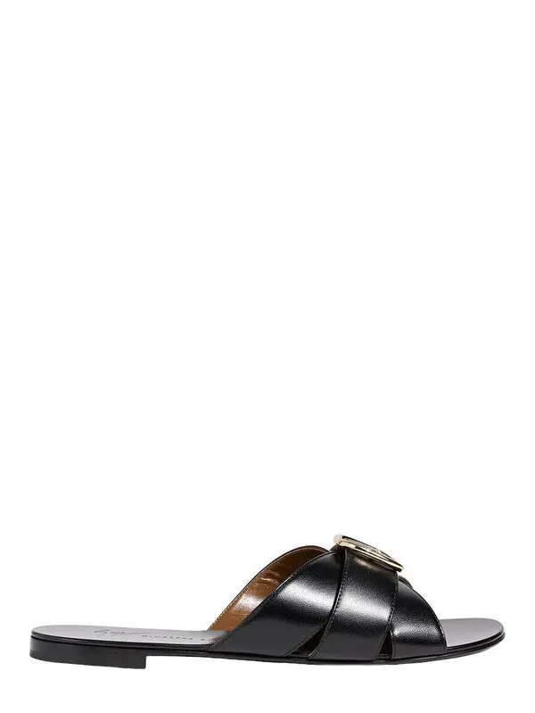GIUSEPPE ZANOTTI Geraldhine Buckled Leather Slides - Black