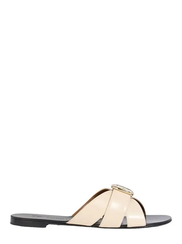 GIUSEPPE ZANOTTI Geraldhine Buckled Leather Slides - Cream
