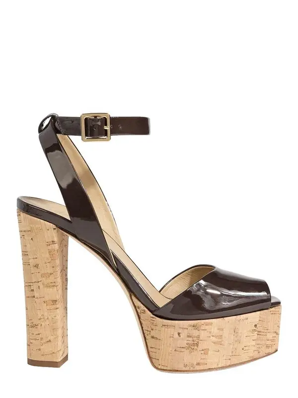 GIUSEPPE ZANOTTI Betty 80 Patent-leather Platform Sandals - Charcoal