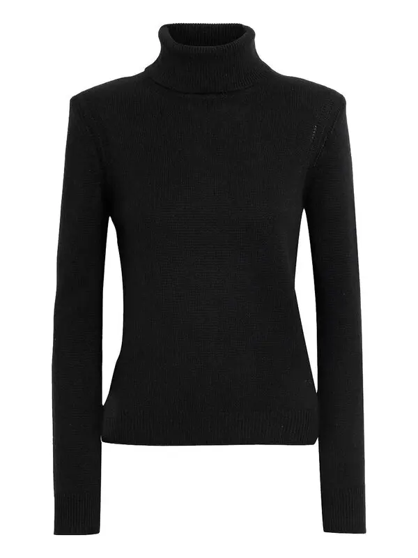 TOM FORD Cashmere Turtleneck Sweater With Pointelle And Ribbed Trims - Black