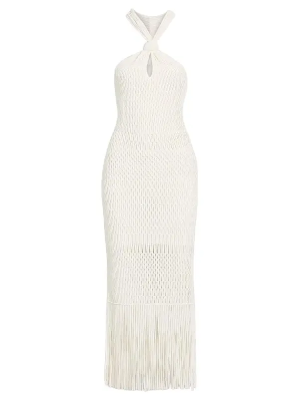 Simkhai Sanchez Fringed Open-knit Midi Dress - Ivory