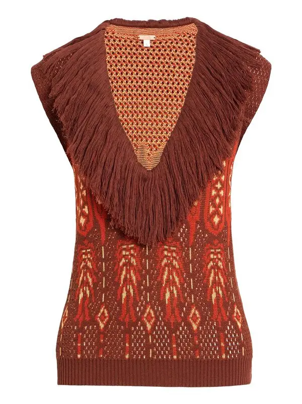 Johanna Ortiz Sacred Tributary Fringed Jacquard-knit Pima Cotton Top - Brown