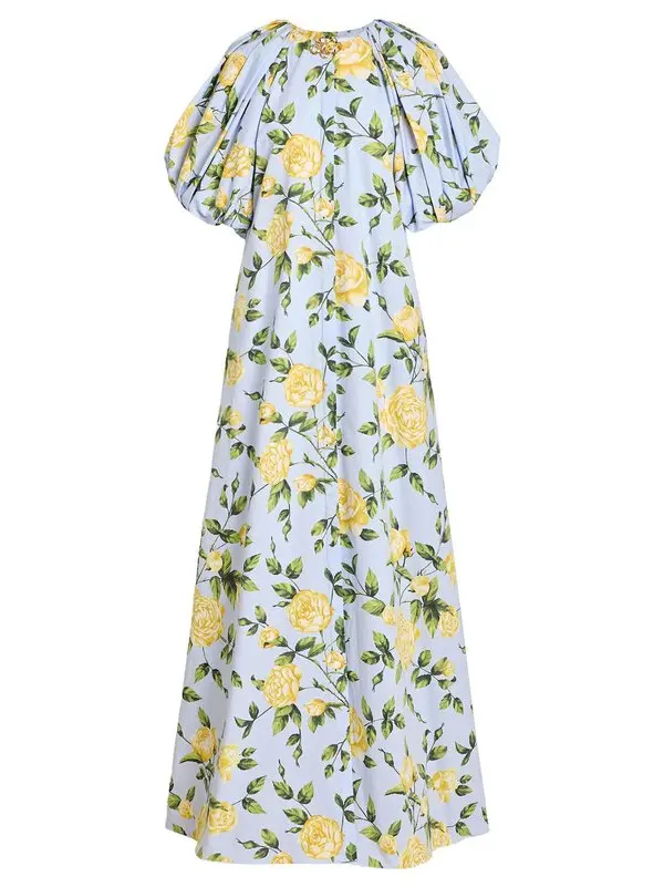 Oscar De La Renta Floral-print Cotton-blend Poplin Gown - Lavender