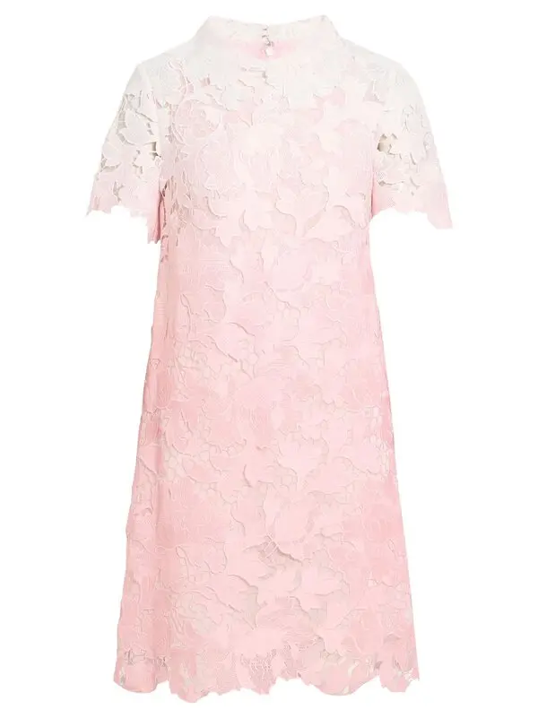 Oscar De La Renta Dégradé Guipure Lace Mini Dress - Baby Pink