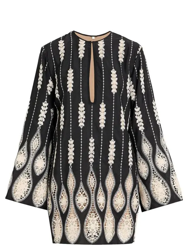 Johanna Ortiz Vision Seeking Guipure Lace Mini Dress - Black