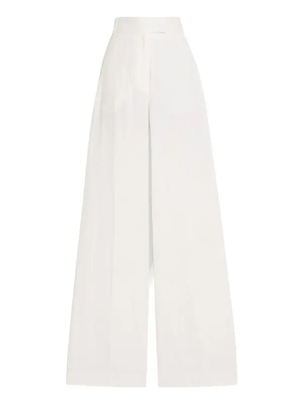 Another Tomorrow Linen Wide-leg Trousers - White
