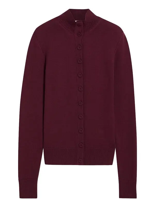 Another Tomorrow Wool Cardigan - Burgundy