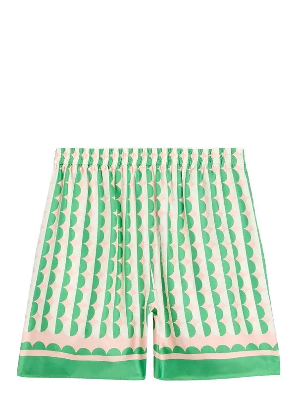 Oscar De La Renta Printed Silk-twill Shorts - Green