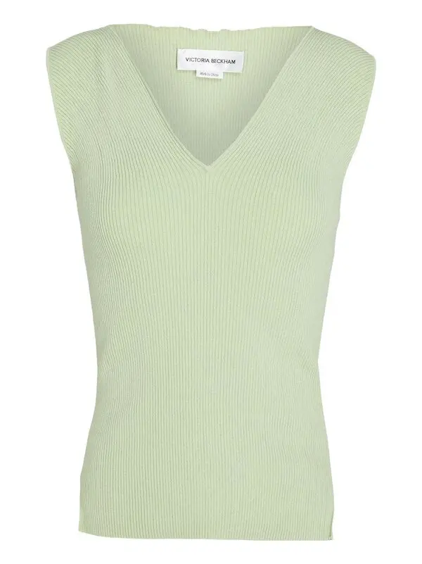 Victoria Beckham Ribbed Cotton-blend Top - Light Green