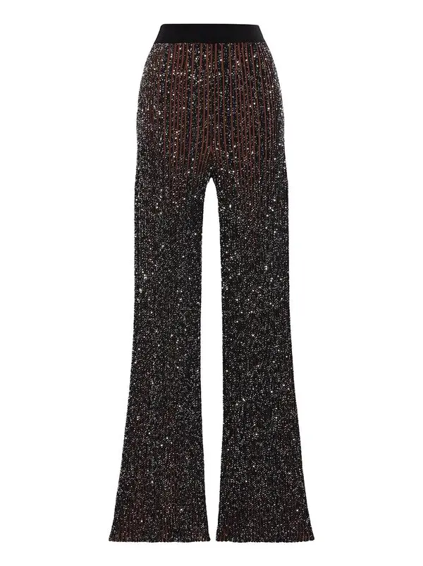 Missoni Metallic Ribbed-knit Bootcut Pants - Black