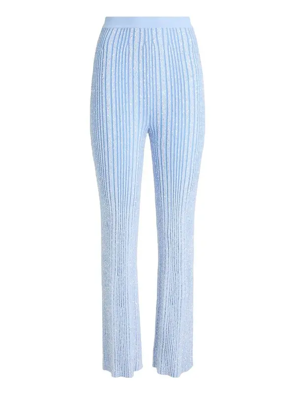 Missoni Metallic Ribbed-knit Bootcut Pants - Light Blue