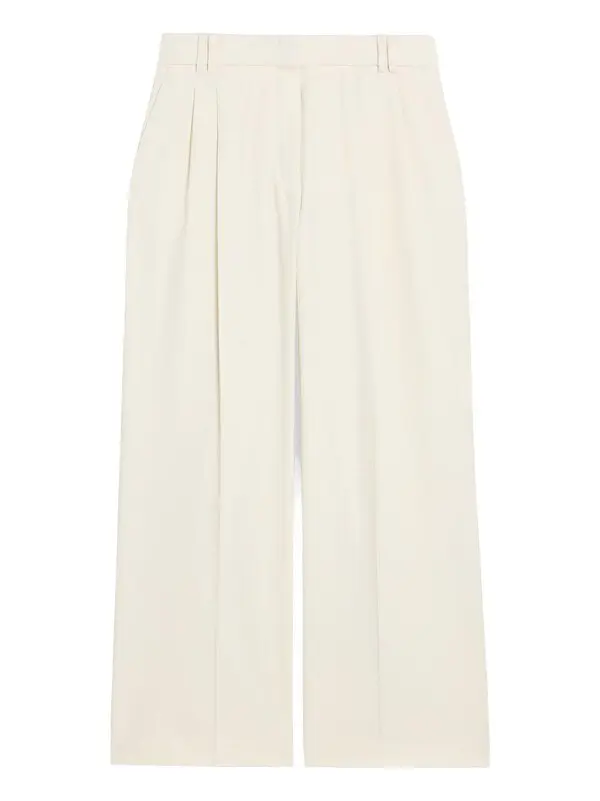 Another Tomorrow Wool-blend Twill Straight-leg Pants - Ivory