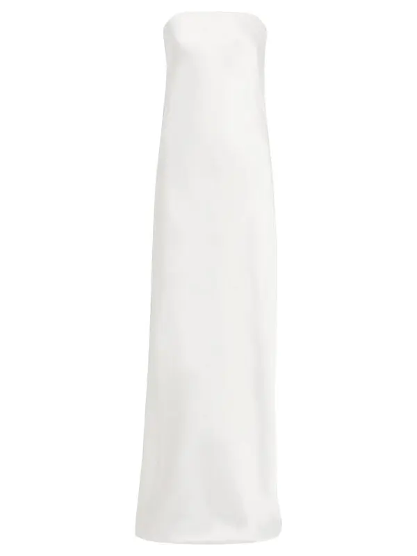 Norma Kamali Strapless Satin Gown - Off-white