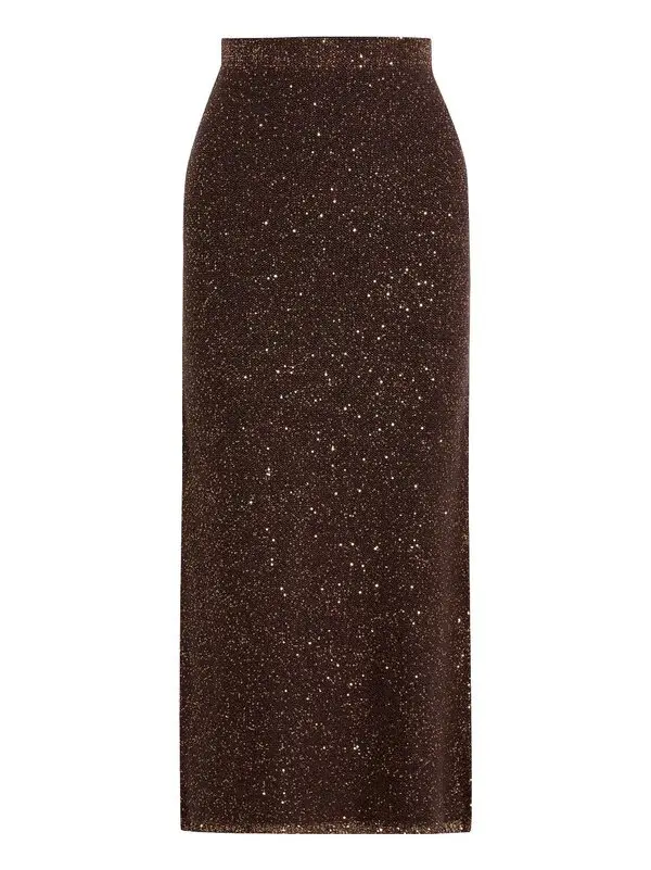 Altuzarra Sequin-embellished Knitted Midi Skirt - Chocolate