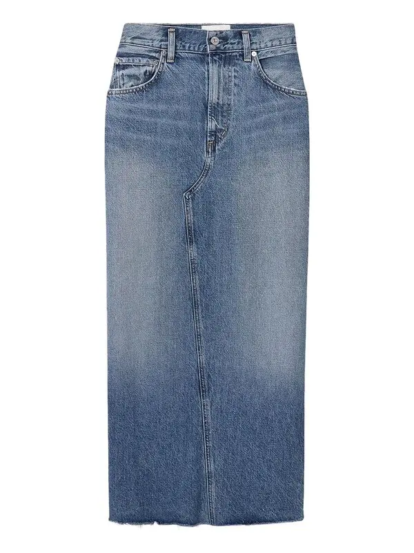 Citizens Of Humanity Circolo Frayed Denim Maxi Skirt - Mid Denim