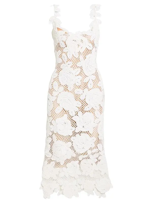 Oscar De La Renta Crocheted Cotton Midi Dress - White