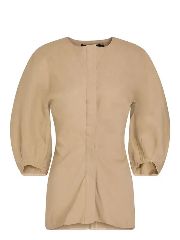 Proenza Schouler Reagan Linen-blend Twill Blouse - Mushroom