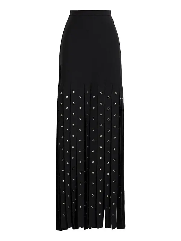 Proenza Schouler Eyelet-embellished Fringed Maxi Skirt - Black