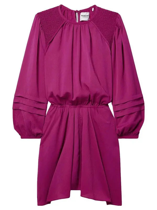 MARANT ETOILE Ladjo Crepe De Chine Mini Dress - Magenta
