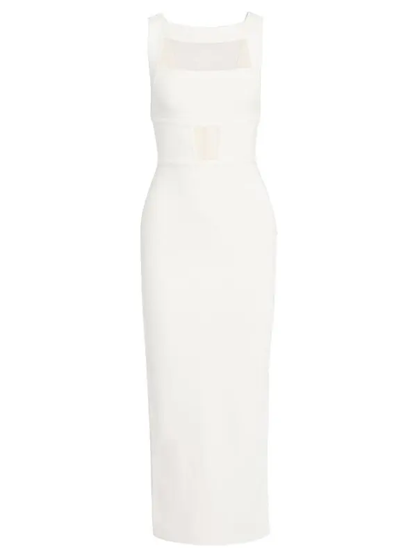 Herve Leger Mesh-trimmed Bandage Midi Dress - White