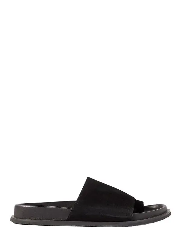 ST. AGNI Loe Suede And Leather Slides - Black