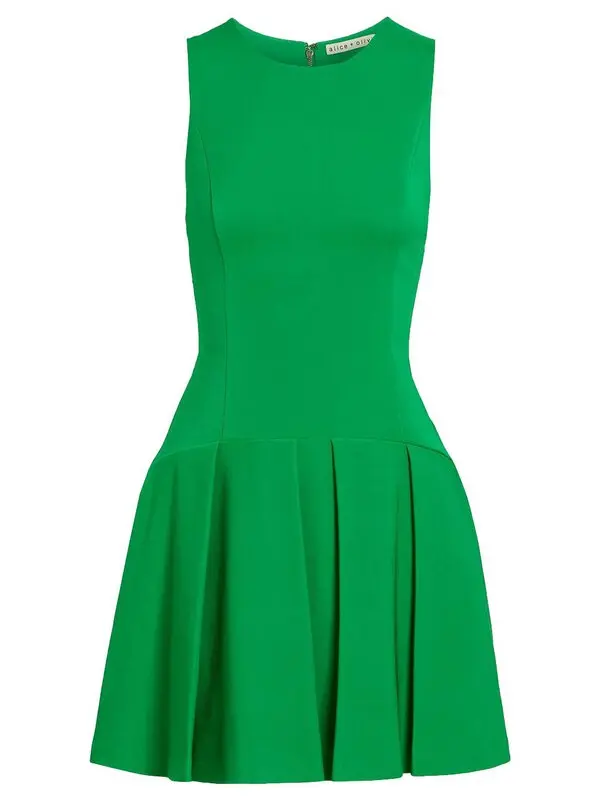 Alice + Olivia Adley Pleated Mini Dress - Green