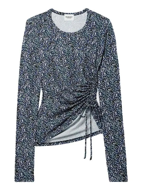 MARANT ETOILE Jazzy Ruched Printed Top - Blue