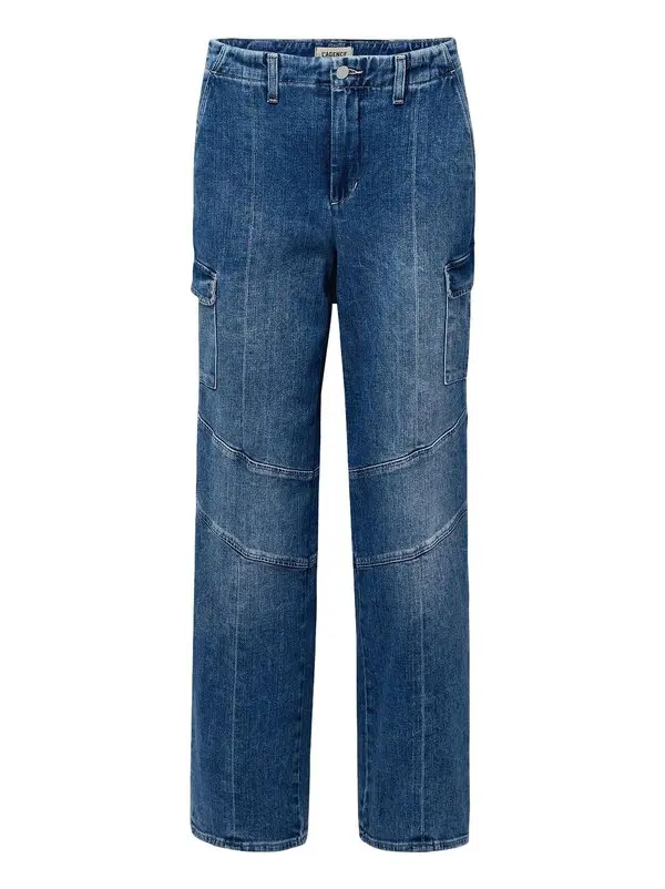L'Agence Brooklyn High-rise Straight-leg Cargo Jeans - Mid Denim