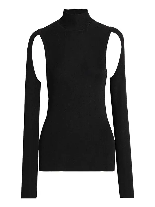 Helmut Lang Cutout Stretch-knit Turtleneck Top - Black