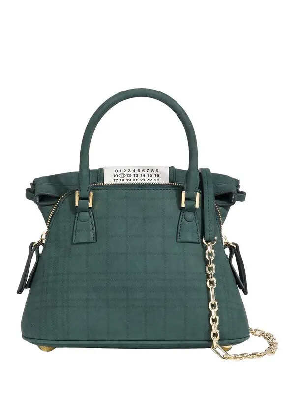 MAISON MARGIELA 5ac Classique Baby Checked Tote - Dark Green